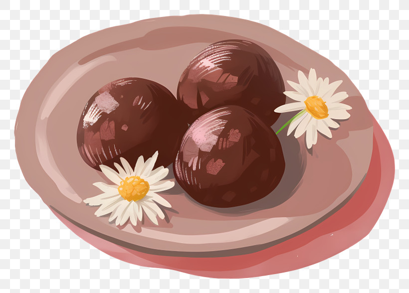 Laddu - Plate Of Brown Chocolates With Daisy Decorations, PNG ...