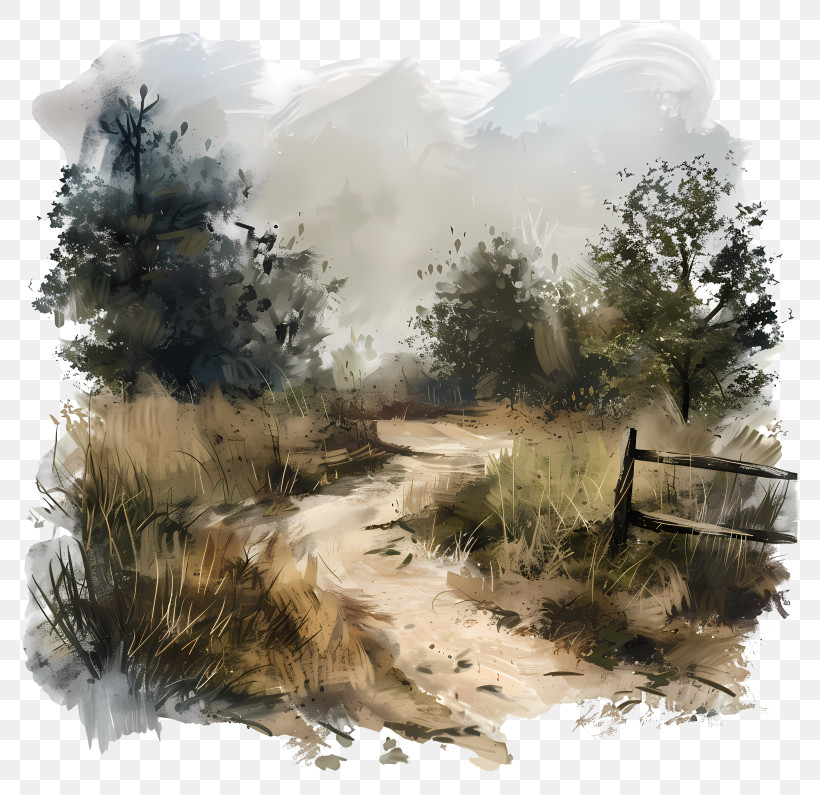 Celebrate Trails Day - Countryside Path With Trees And Fence, PNG ...