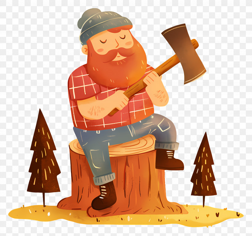 Lumberjack - Relaxed Lumberjack Sitting With Axe, PNG, 3796x3560px ...