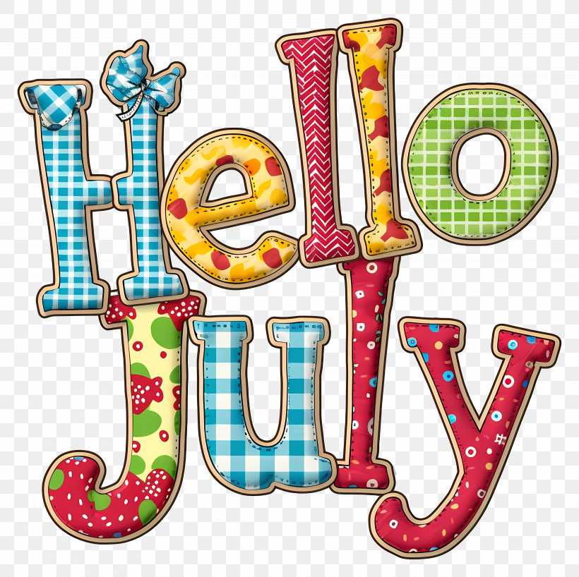 July - Colorful Hello July Greeting, PNG, 4072x4064px, July, Colorful ...