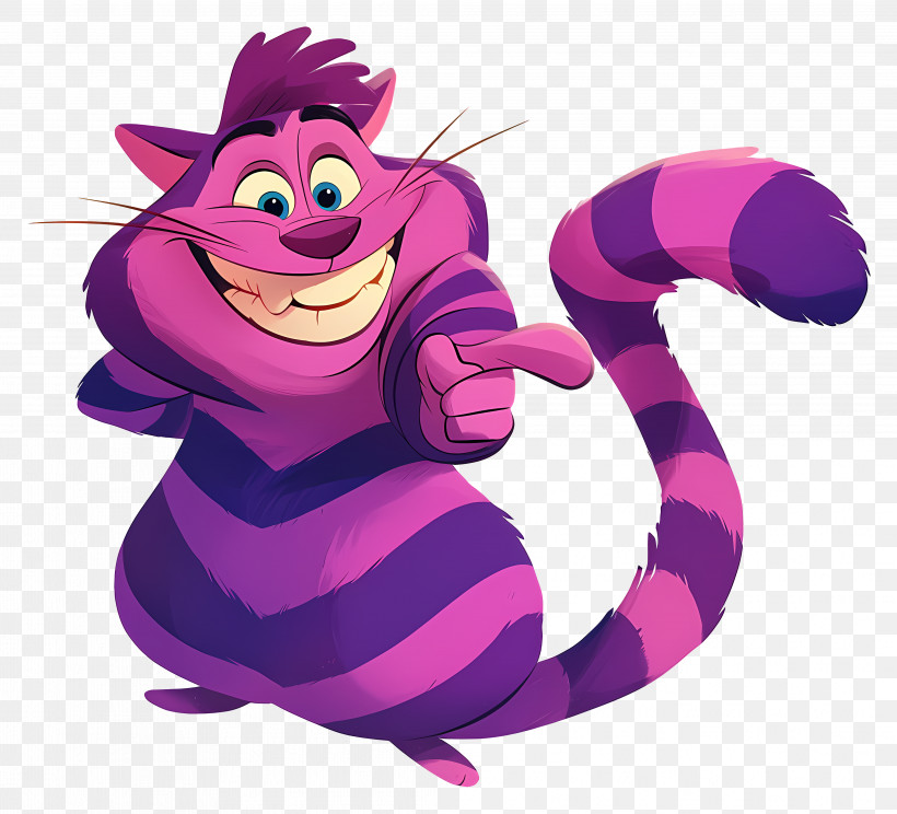 Cheshire Cat - Playful Cartoon Purple Cat Illustration, PNG ...