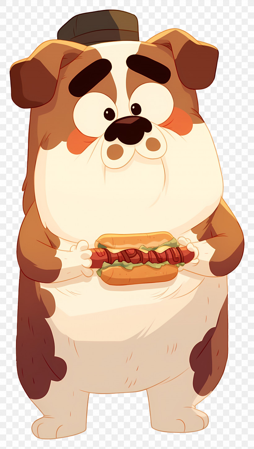 English Bulldog - Cute Cartoon Dog Holding A Sandwich, PNG, 3300x5824px ...