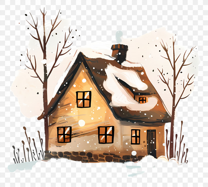 Snow Covered House - Cozy Snow-Covered Winter House, PNG, 3620x3256px ...