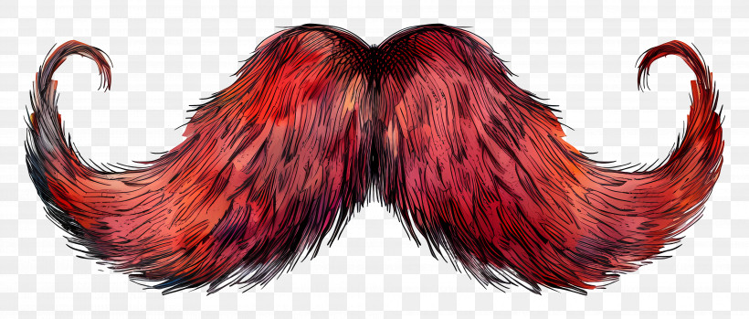 Mustache - Red Stylized Mustache, PNG, 3948x1684px, Mustache, Curled ...