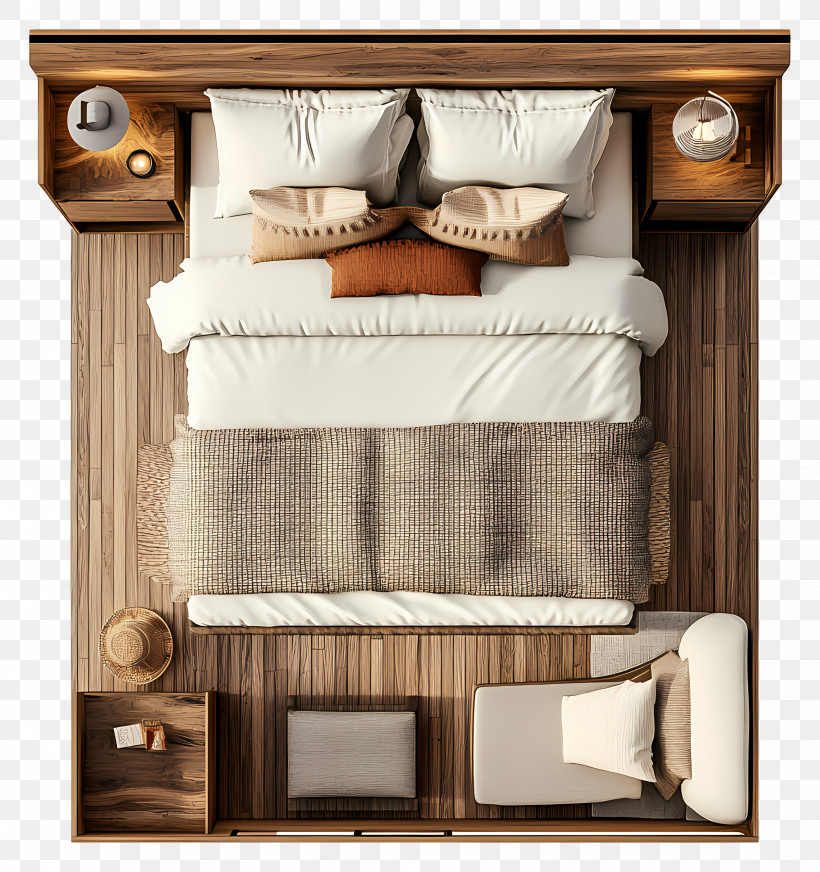 Bedroom Top View - Cozy Bedroom Top View With Neat Arrangement, PNG ...