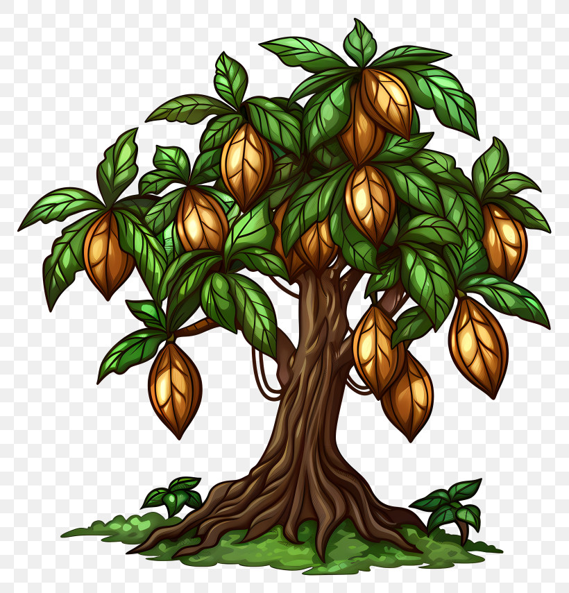 Cacao Tree - Cocoa Tree With Pods, PNG, 3988x4160px, Cacao Tree, Agriculture, Chocolate, Cocoa ...