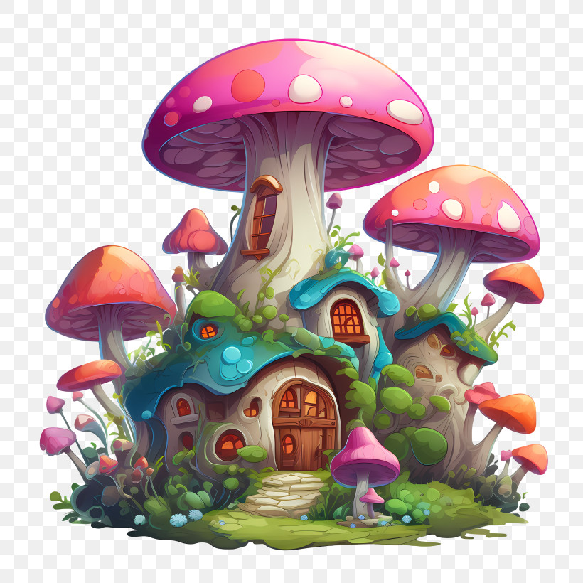 Mushroom House - Cluster Of Pink Mushroom Homes With Enchanted Details ...