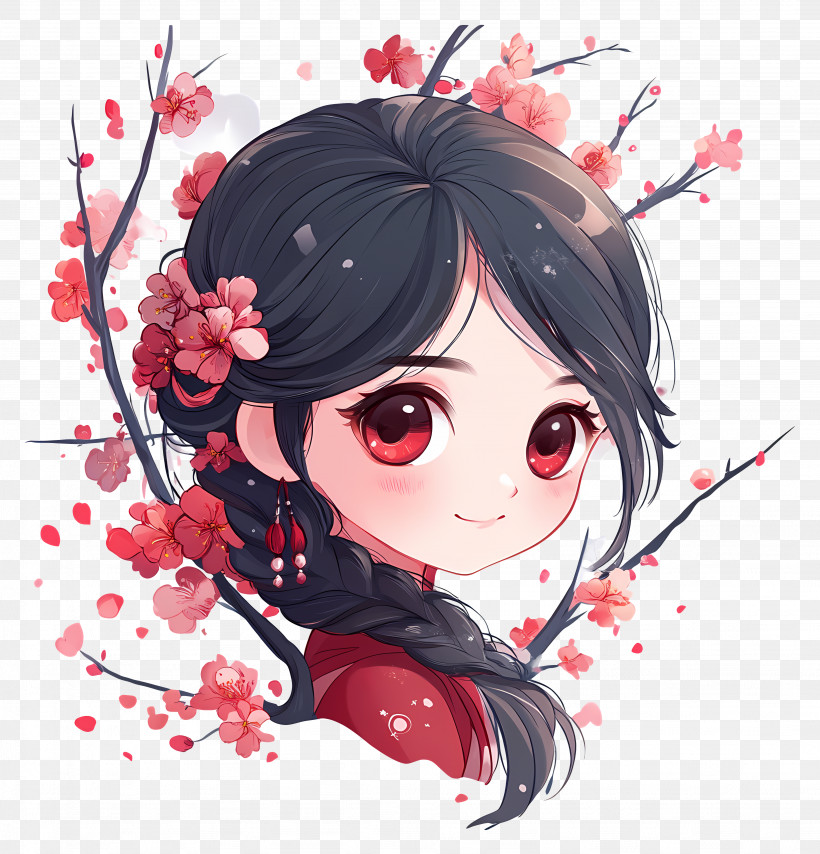 Blossom Girl - Anime Girl With Cherry Blossoms, PNG, 4104x4276px ...