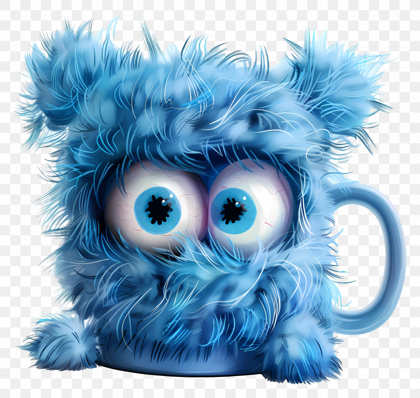Fluffy Mug - Furry Blue Mug With Big Eyes, PNG, 3892x3696px, Fluffy Mug ...