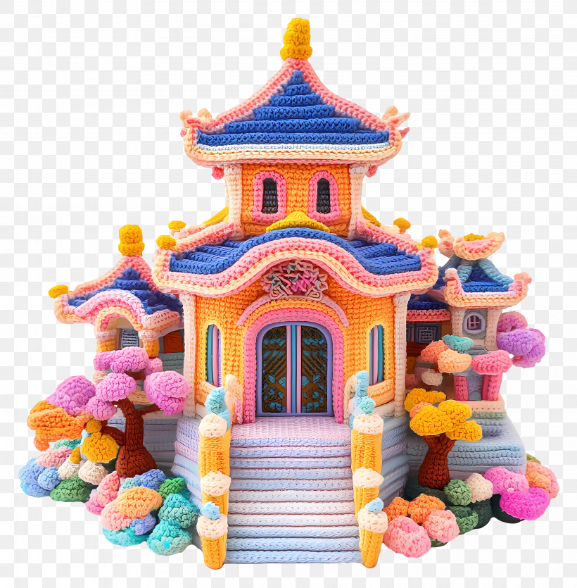 Knitted Temple - Colorful Crochet House, PNG, 4052x4128px, Knitted ...