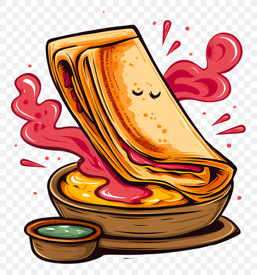 Masala Dosa Logo - Cartoon Sandwich With Sauce, PNG, 2856x3060px ...