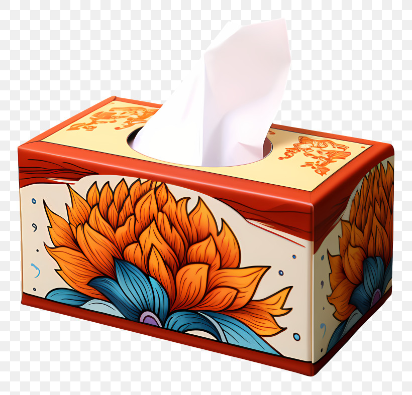 Hand Drawn Tissue Box - Ornamental Tissue Box With Floral Pattern, PNG ...