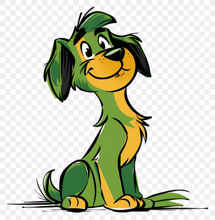 Dog - Cute Green And Yellow Cartoon Dog, PNG, 3704x3788px, Dog ...