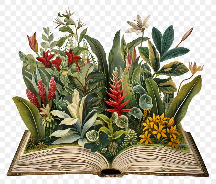 Open Book - Open Book With Plants Growing Inside Illustration, PNG ...