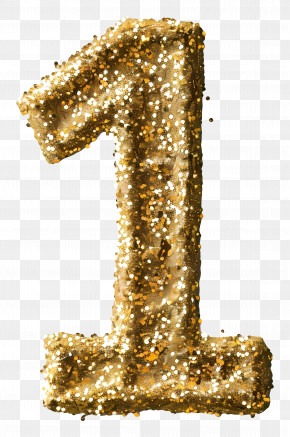 1 Glitter - Golden Glitter Number One PNG
