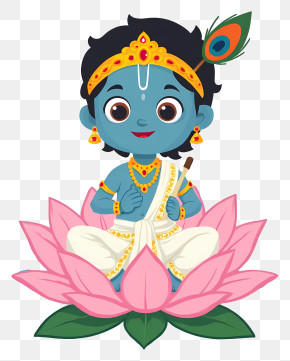 Lord Krishna - Gentle Krishna Holding Lotus PNG