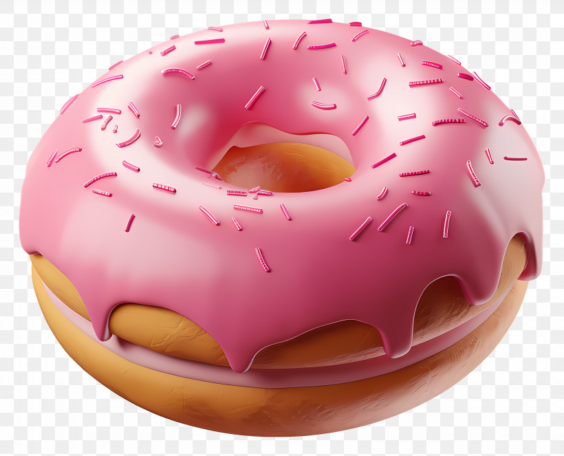 Pink Doughnut - Pink Frosted Donut With Sugar Sprinkles, PNG ...