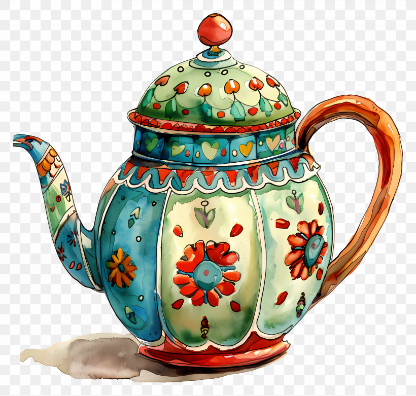Teapot - Charming Colorful Decorative Teapot, PNG, 3940x3756px, Teapot ...