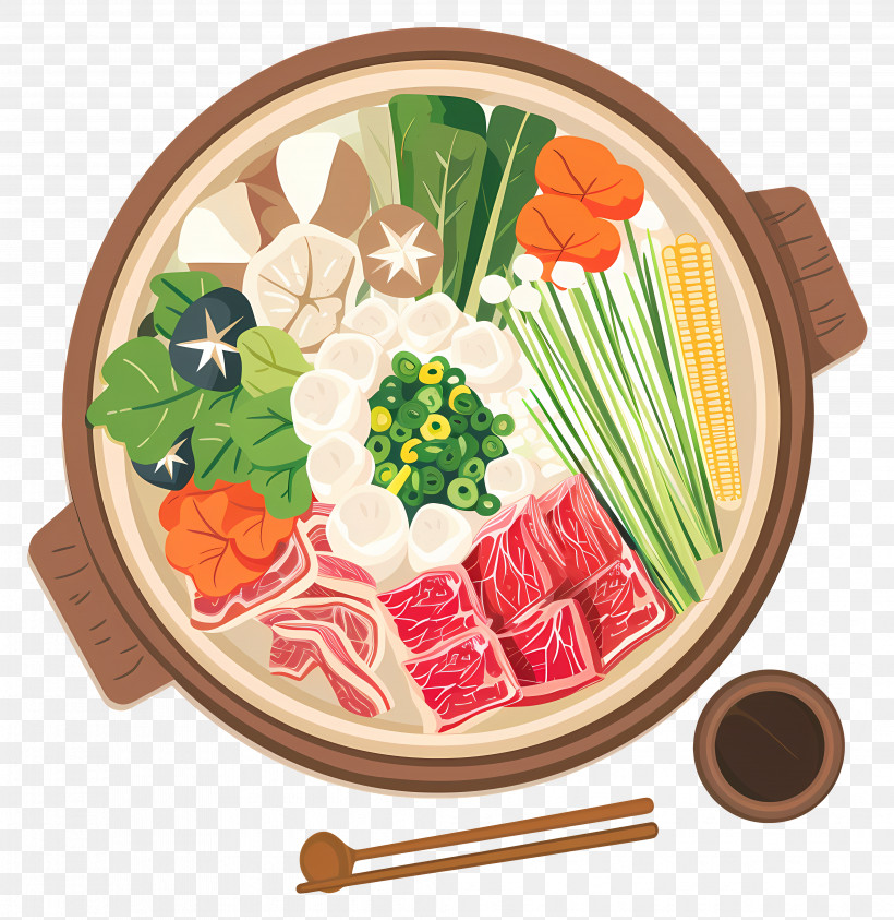 Cartoon Hot Pot - Hot Pot Filled With Fresh Ingredients, PNG ...