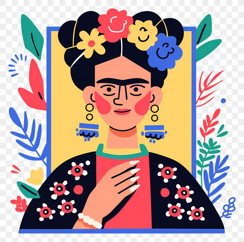 Frida Kahlo - Colorful Portrait Illustration, PNG, 3592x3568px, Frida ...