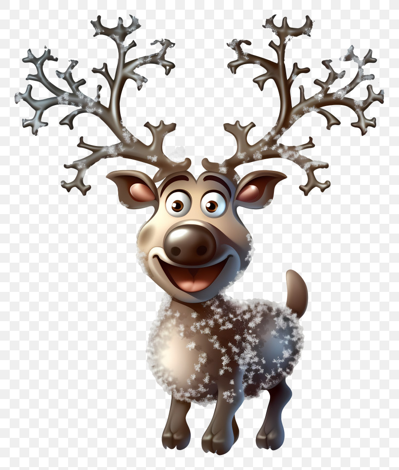 Reindeer - Cartoon Reindeer With Snowflakes, PNG, 3404x4012px, Reindeer ...