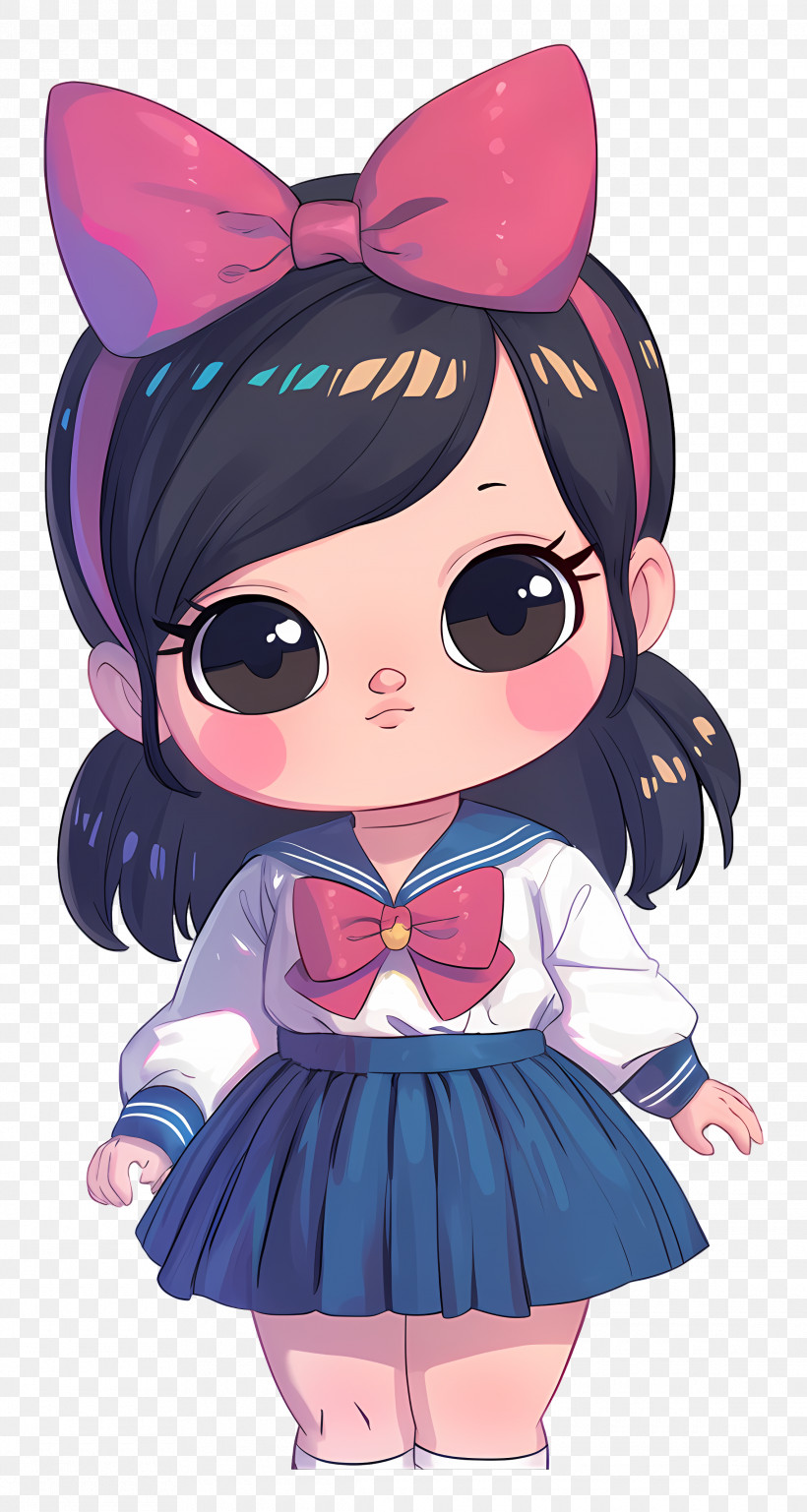 Lol Doll Fanime - Cute Cartoon Girl With Pink Bow, PNG, 2280x4276px ...