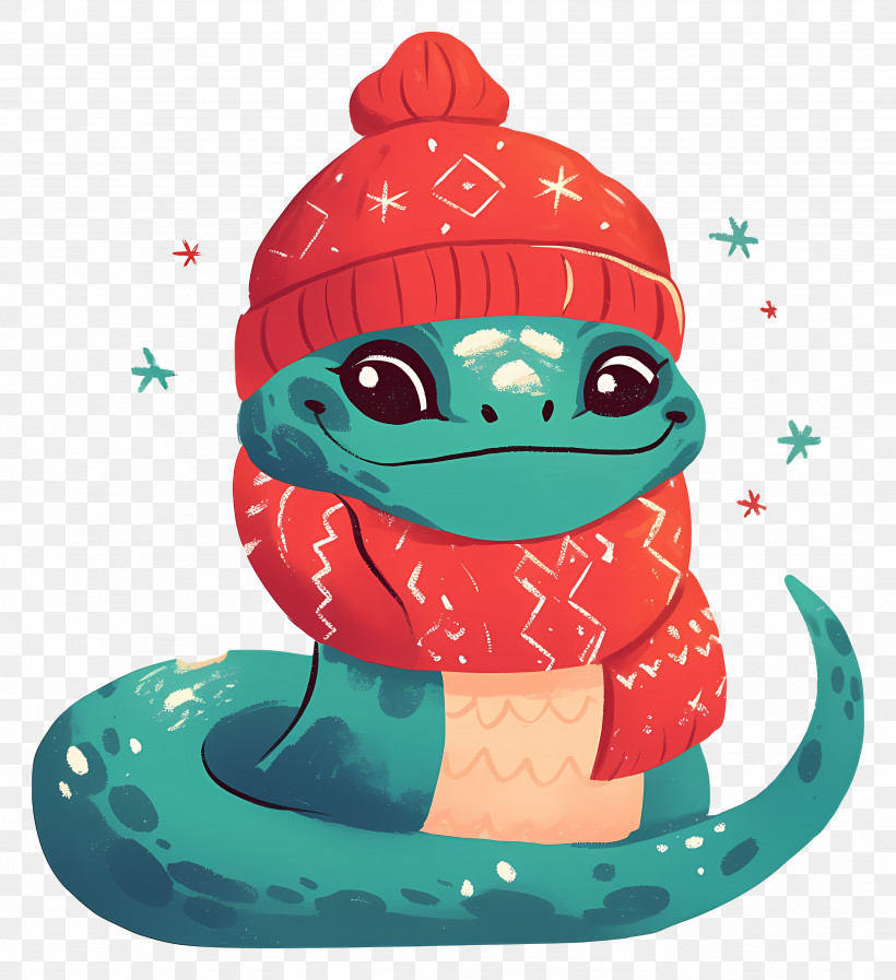 Cute Cartoon Snake - Lizard In Winter Hat And Scarf, PNG, 3484x3812px ...