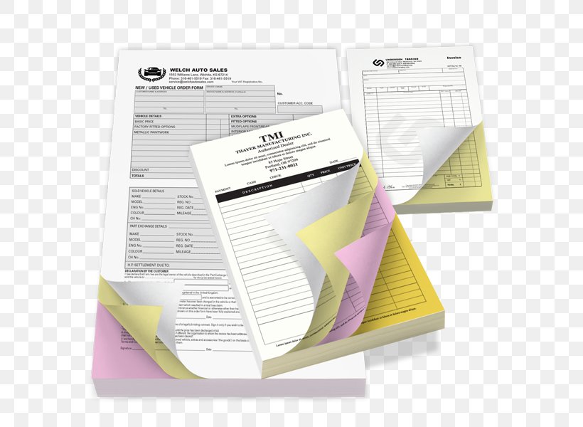 Carbonless Copy Paper Form Printing Carbon Paper Copying PNG 