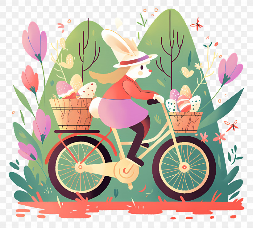 Easter Bunny On A Bicycle - Bunny Riding A Bicycle, PNG, 3664x3312px ...