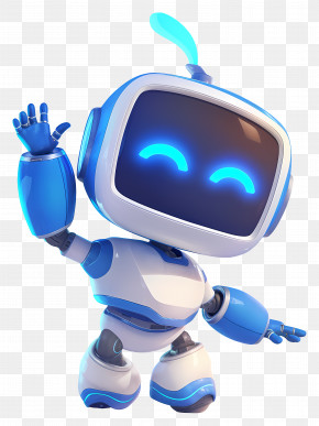 Astro Bot - Futuristic Robot With Blue Lights PNG