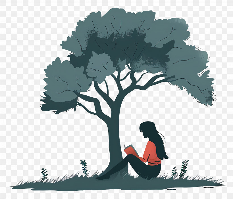 Girl Reading Book - Girl Reading A Book Under A Tree, PNG, 3792x3244px ...