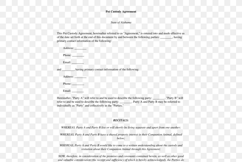Document Dog Child Custody Template Contract PNG 532x551px Document 
