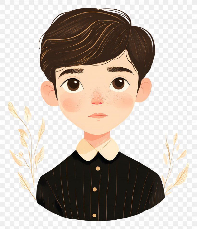 Handsome Boy - Freckled Boy Cartoon Portrait, PNG, 3116x3620px ...
