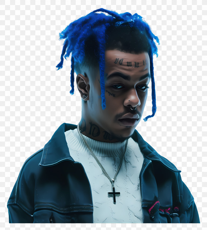 Xxxtentacion - Stylized Portrait Of Person With Blue Hair, PNG ...