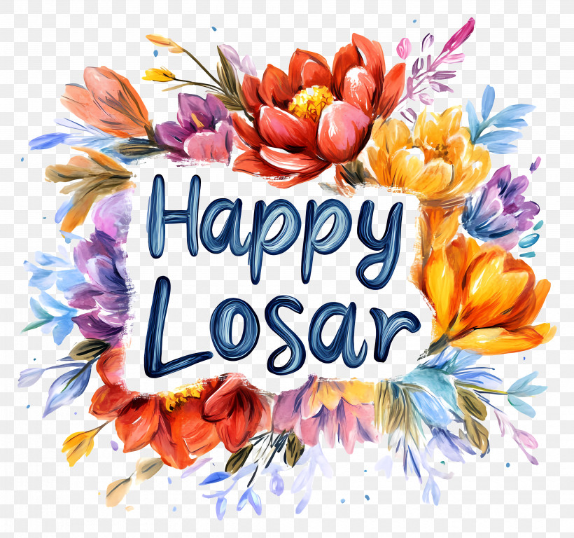 Happy Losar - Happy Losar Floral Greeting, PNG, 4128x3868px, Happy ...