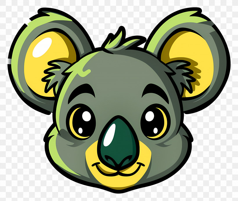 Cute Koala Face - Adorable Cartoon Koala Face Illustration, PNG ...