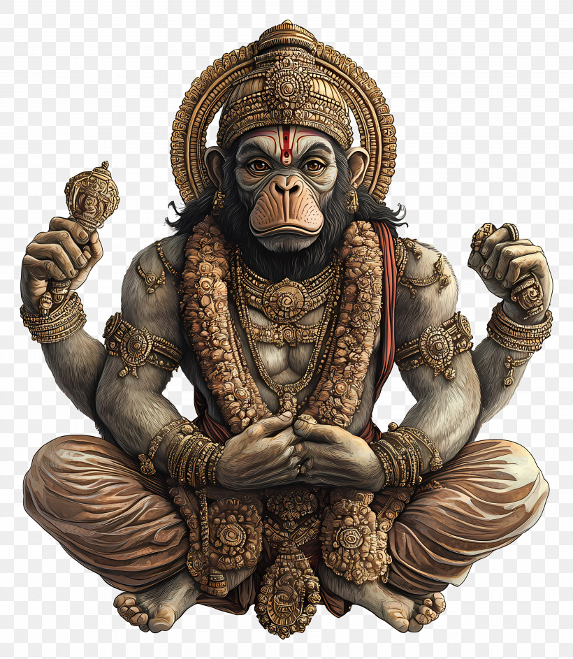 Hanuman - Mythological Monkey Deity Figure In Ornate Design, PNG ...