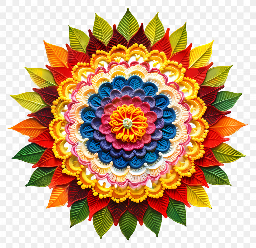 Onam Pookalam - Colorful Decorative Mandala Design, PNG, 4156x4032px ...