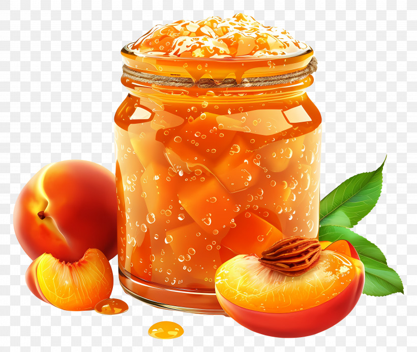 Peach Flavoured Jam - Jar Of Peach Jam With Fresh Peaches, PNG ...