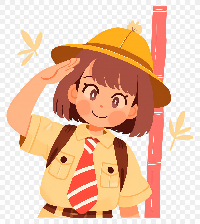 Pramuka Day - Girl Scout Saluting With Bamboo Background, PNG ...