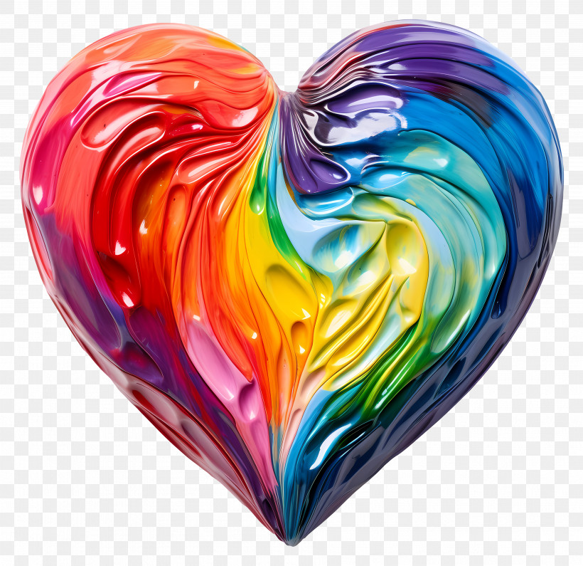 Love Design - Rainbow-Colored Heart With Artistic Texture, PNG ...