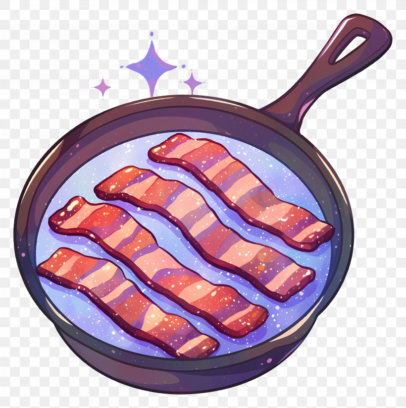 Bacon - Sizzling Bacon Slices In Frying Pan, PNG, 3752x3768px, Bacon ...