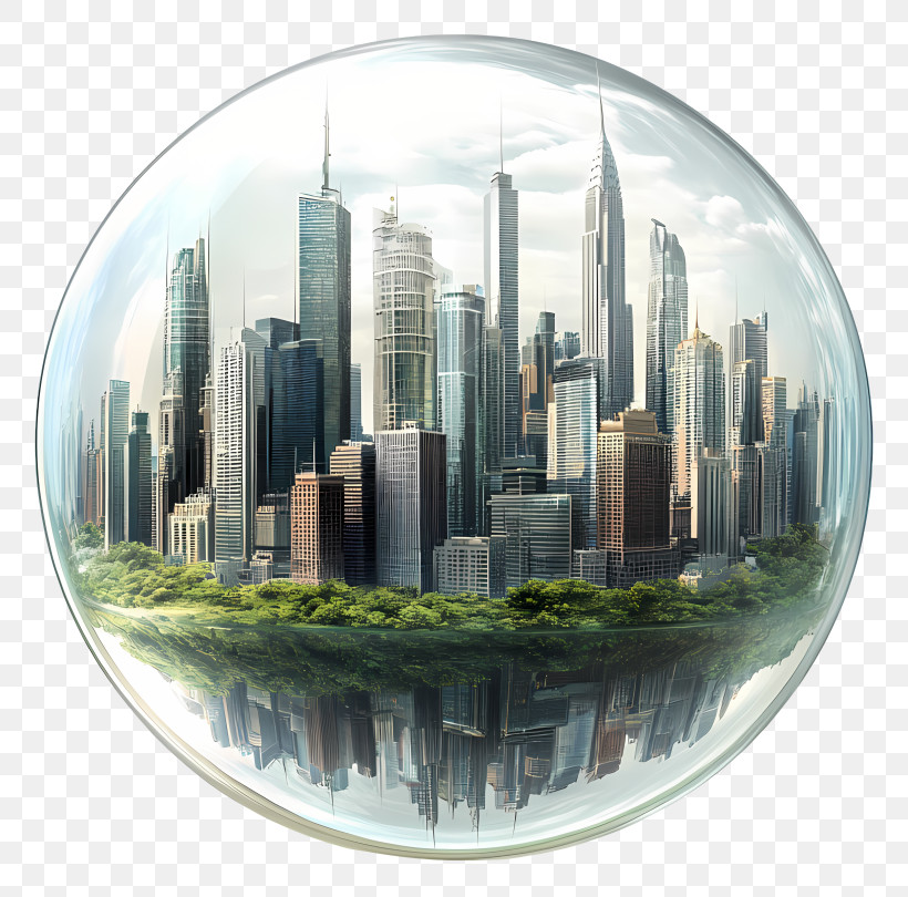 A Floating City - Cityscape Enclosed In A Bubble, PNG, 3236x3200px, A ...
