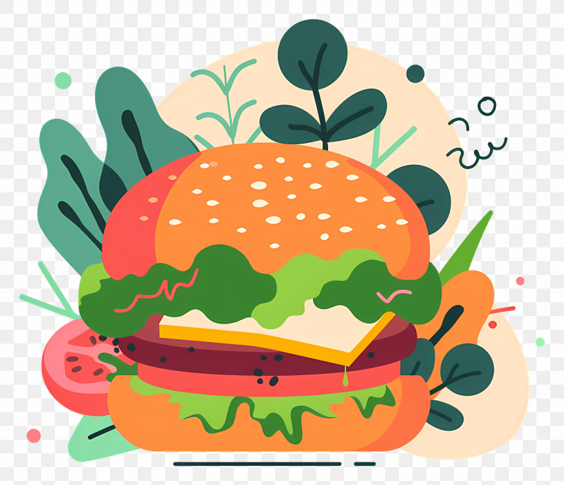Veggie Burger - Illustration Of A Colorful Burger With Vegetables, PNG ...