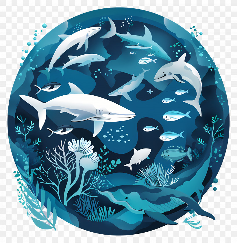 World Oceans Day - Underwater Marine Life Illustration, PNG ...