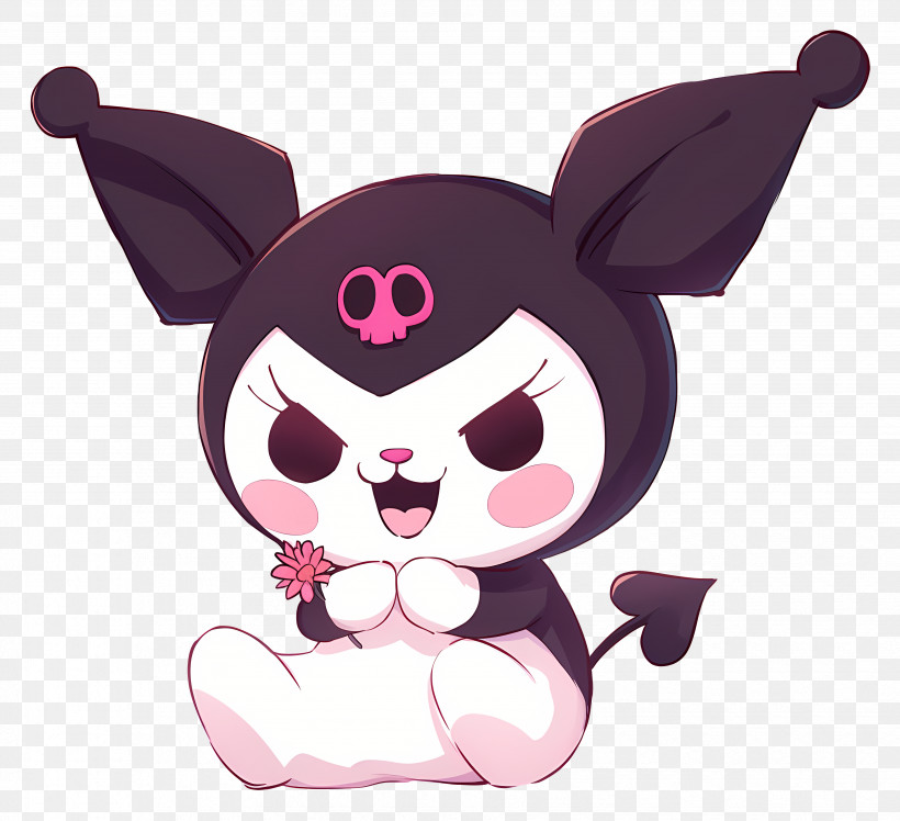 Kuromi Sanrio - Black Cartoon Character With Pink Bow, PNG, 3668x3348px ...