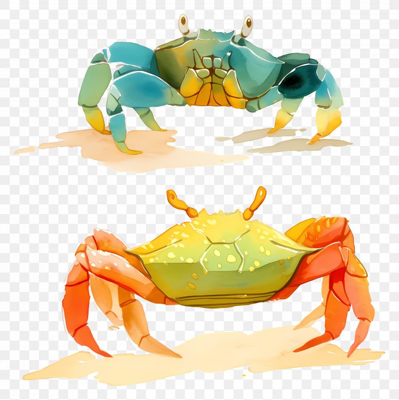 Sea Crab - Colorful Cartoon Crabs In Artistic Style, PNG, 3564x3576px ...