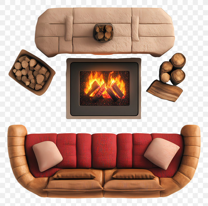 Fireplace Top View - Cozy Living Room With Fireplace, PNG, 3504x3468px ...