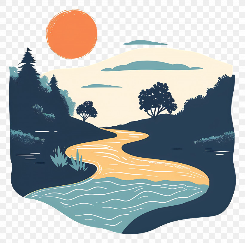 River - Scenic River Landscape With Sunrise, PNG, 3380x3356px, River ...