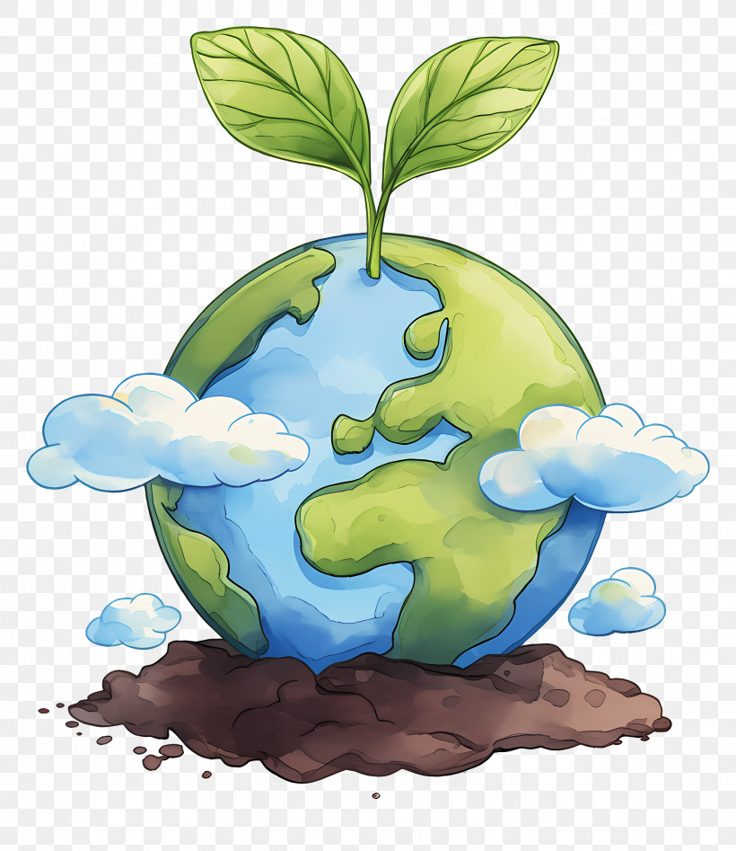 Earth With Sprout - Illustration Of Earth With Sprout For Environmental ...